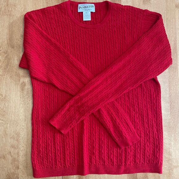Pendleton | Sweaters | Vintage Warranted To Be A Pendleton Red Cable ...